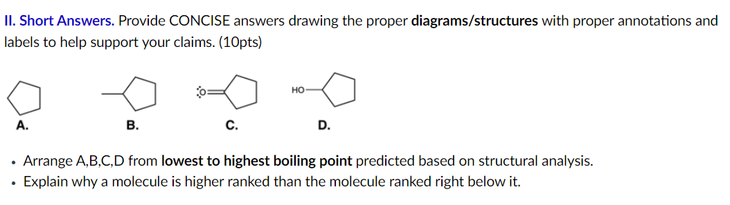 Solved II. Short Answers. Provide CONCISE answers drawing | Chegg.com