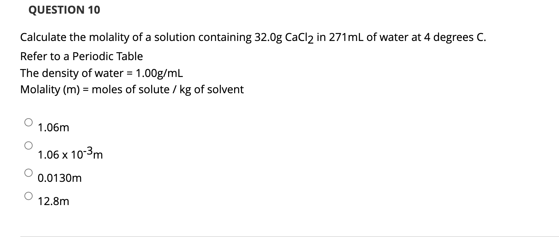 Solved Calculate the molality of a solution containing | Chegg.com