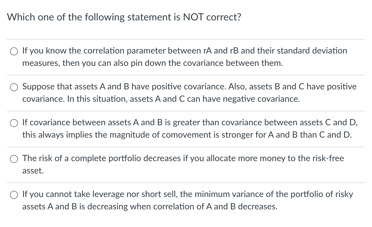 Solved Portfolio with Two Risky Assets (Question 6 to | Chegg.com
