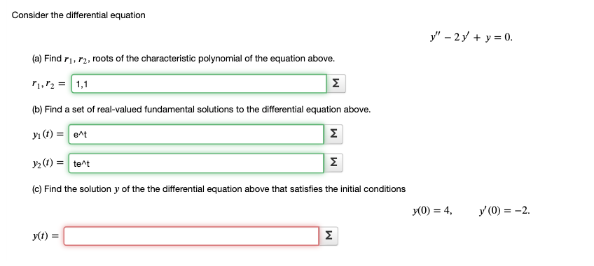 Solved Consider the differential equation y′′−2y′+y=0 (a) | Chegg.com