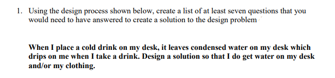 Using the design process shown below, create a list | Chegg.com