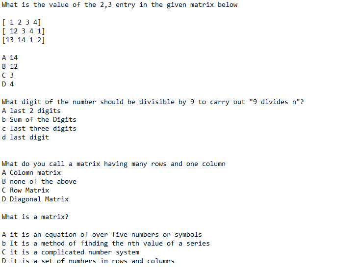 Solved What is the value of the 2,3 entry in the given | Chegg.com ...