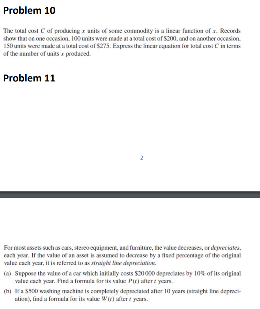 Solved Problem 10 The total cost C of producing x units of | Chegg.com