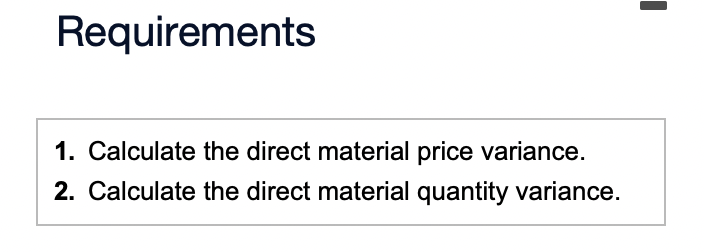 Solved Requirements 1. Calculate the direct material price | Chegg.com