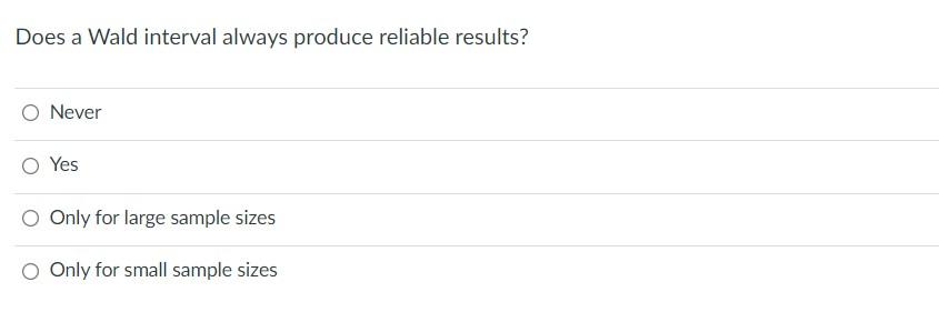Solved Does a Wald interval always produce reliable results? | Chegg.com
