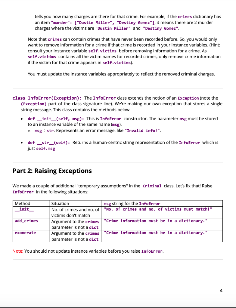 Part 1: Classes You will be writing two classes | Chegg.com