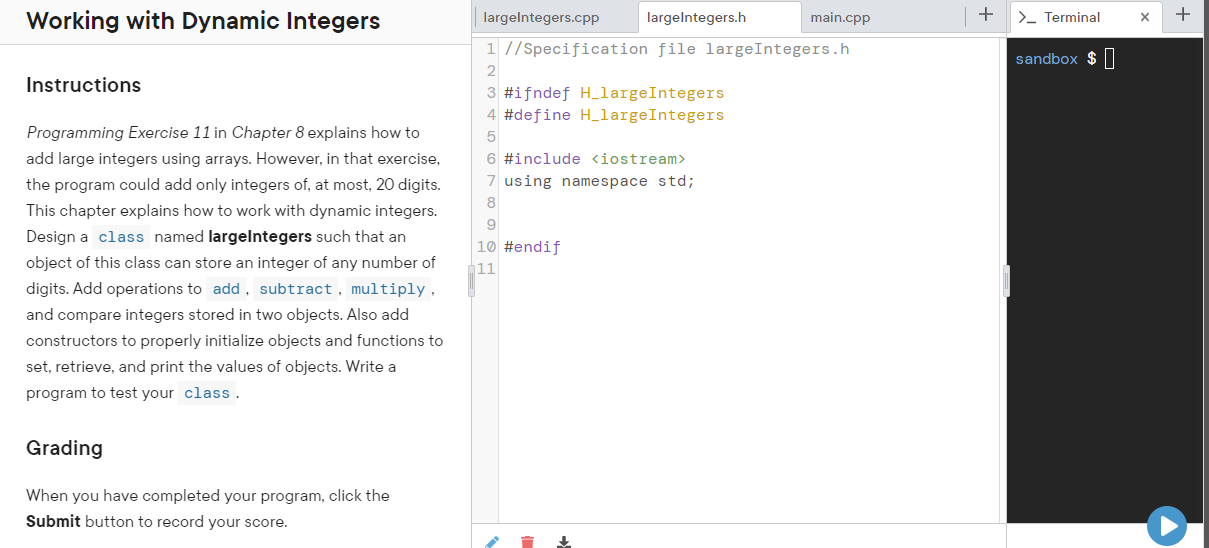 Solved Working with Dynamic Integers Instructions | Chegg.com