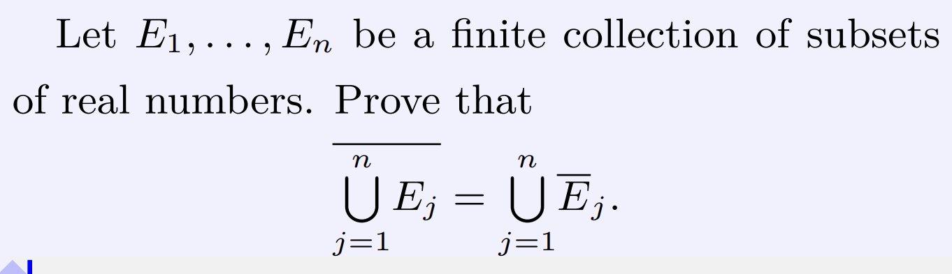 Solved Let E1,…,En be a finite collection of subsets of real | Chegg.com