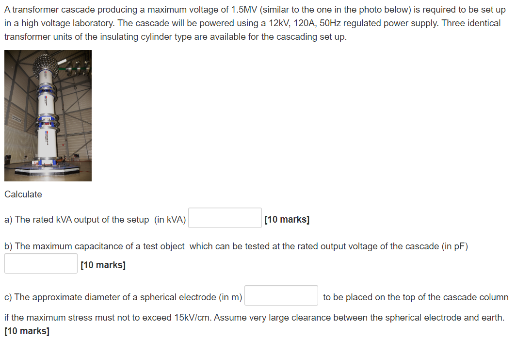Solved A transformer cascade producing a maximum voltage of | Chegg.com