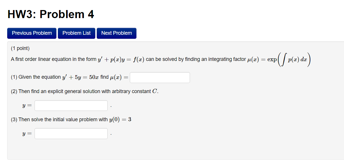 Solved HW3: Problem 4 Previous Problem Problem List Next | Chegg.com