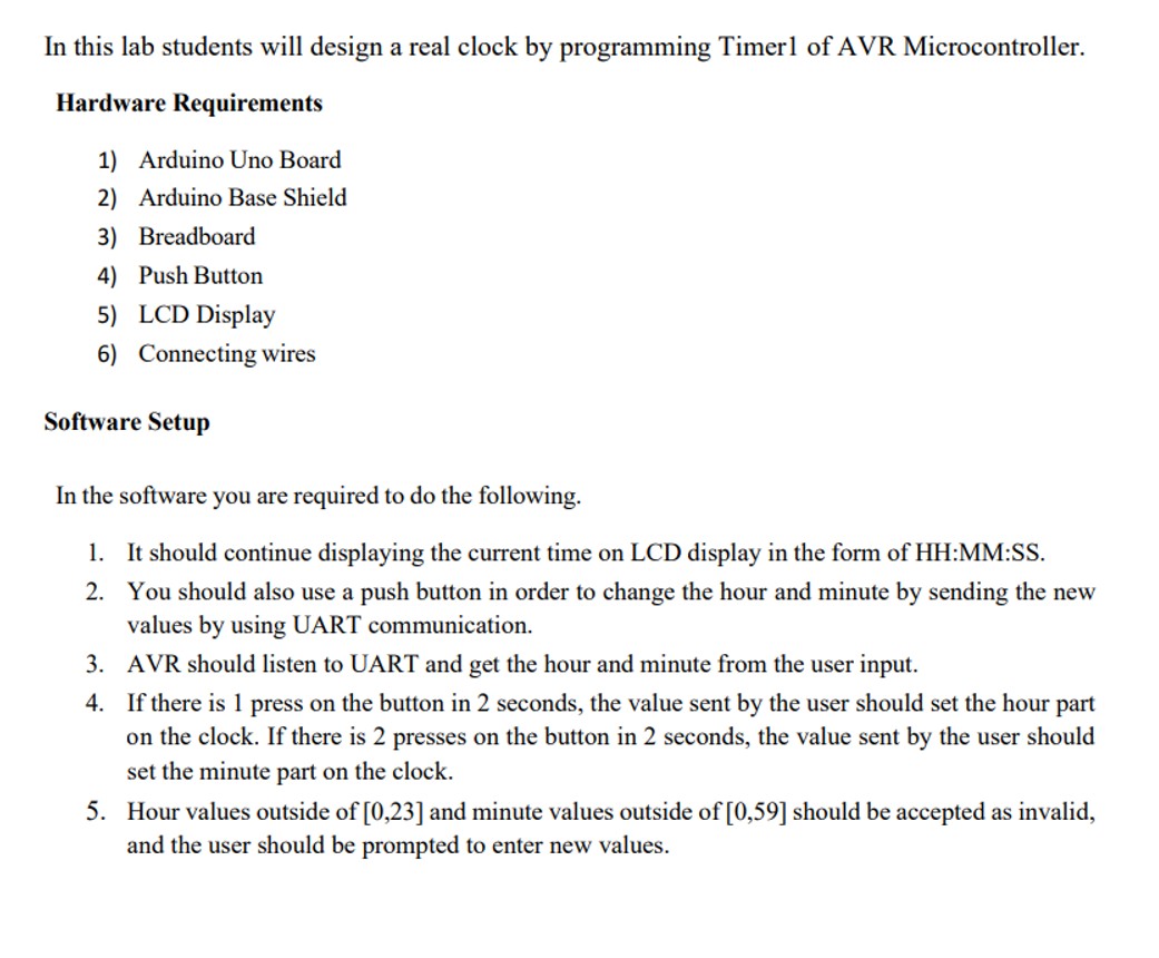Solved In this lab students will design a real clock by | Chegg.com