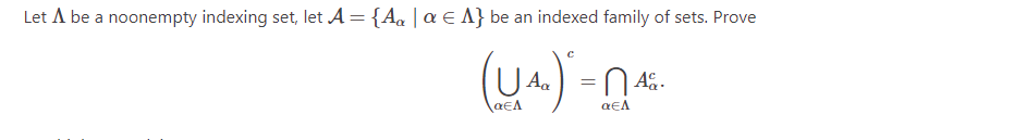 Let Λ ﻿be a noonempty indexing set, let A={Aα|αinΛ} | Chegg.com