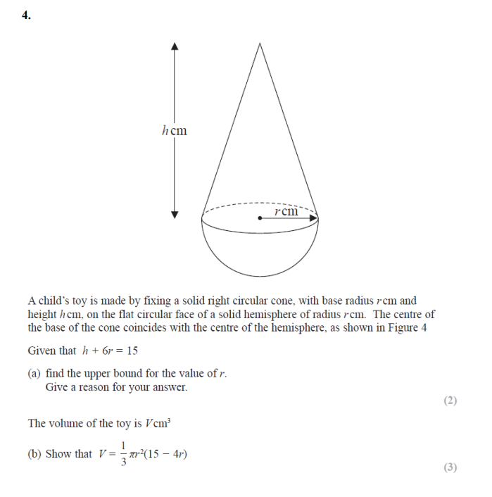 Solved 4 . hcm rcm A child's toy is made by fixing a solid | Chegg.com