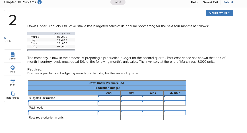 Solved Chapter 08 Problems G Saved Help Save & Exit Submit | Chegg.com