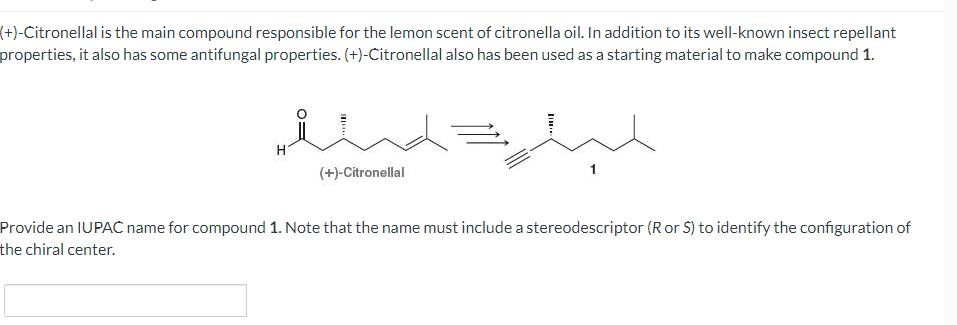 Solved (+)-Citronellal is the main compound responsible for | Chegg.com