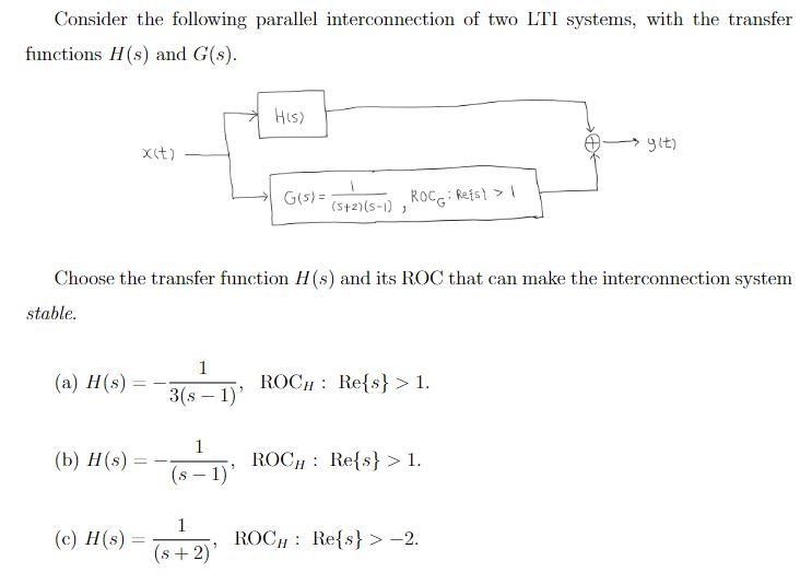 Solved Consider the following parallel interconnection of | Chegg.com
