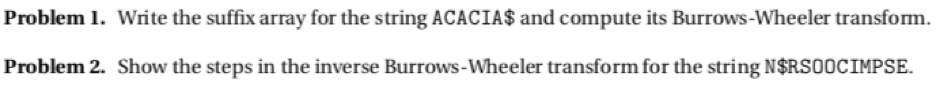 Problem 1. Write the suffix array for the string | Chegg.com