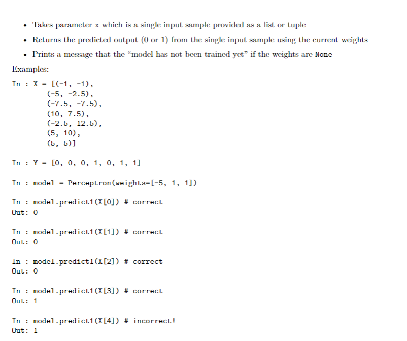 Solved Problem 1 A perceptron predicts output by calculating | Chegg.com