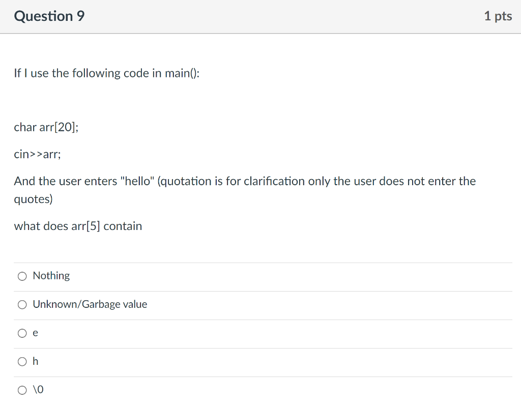 Solved Question 9 1 pts If I use the following code in | Chegg.com