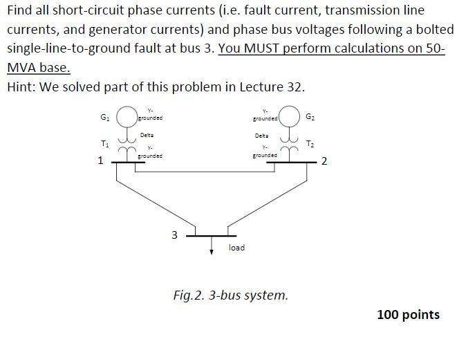 Solved 1. See the 2-bus system in Fig. 1. Following phase | Chegg.com
