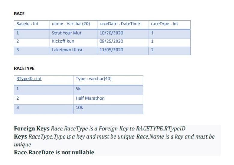 Solved RACE RACETYPE Foreign Keys Race.RaceType is a Foreign | Chegg.com
