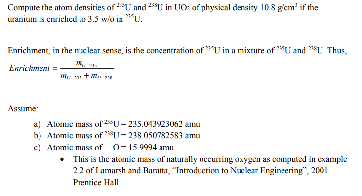 Solved Compute the atom densities of 23U and233U in UO2 of | Chegg.com