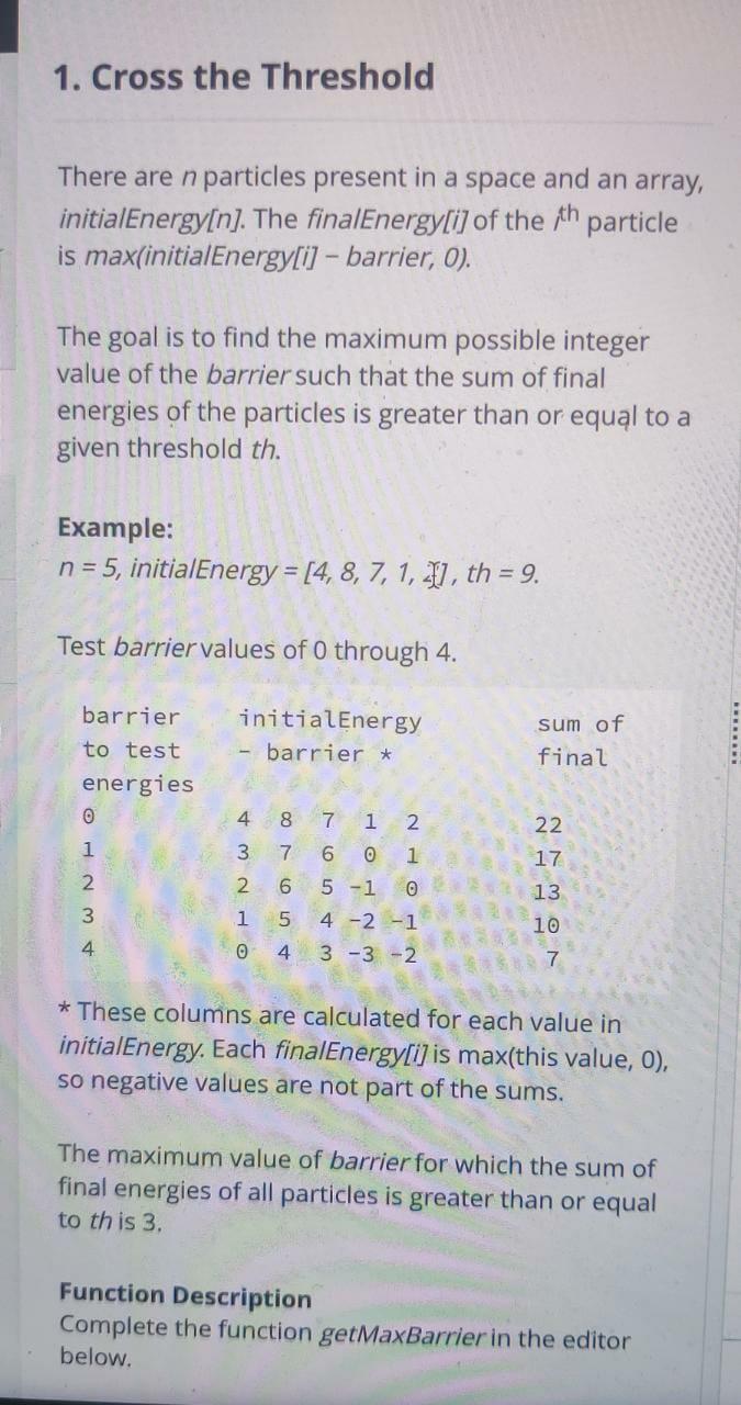 Solved 1. Cross the Threshold There are n particles present | Chegg.com