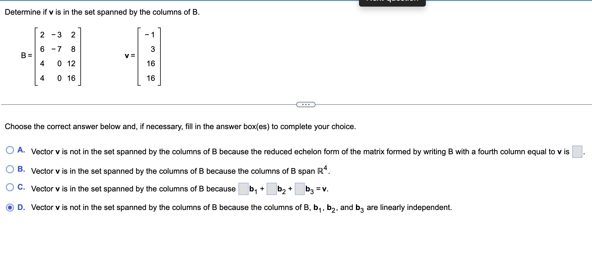 Solved 7 2 5 0 3 -3 Given A= observe that the first column | Chegg.com