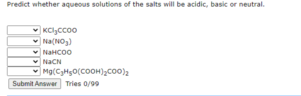 Solved Predict whether aqueous solutions of the salts will | Chegg.com