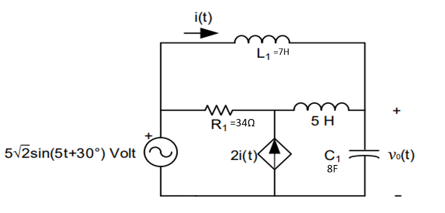 Solved Find the voltage V0(t) and the current i(t) in the | Chegg.com