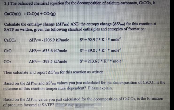 Solved 2.) The balanced chemical equation for the | Chegg.com