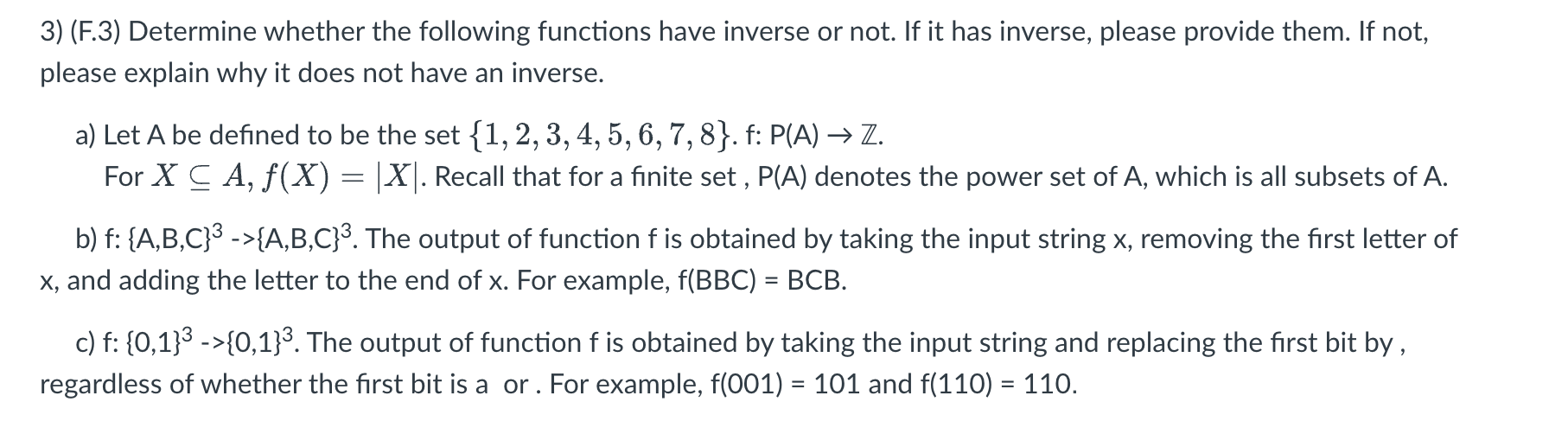 Solved 3) (F.3) Determine whether the following functions | Chegg.com