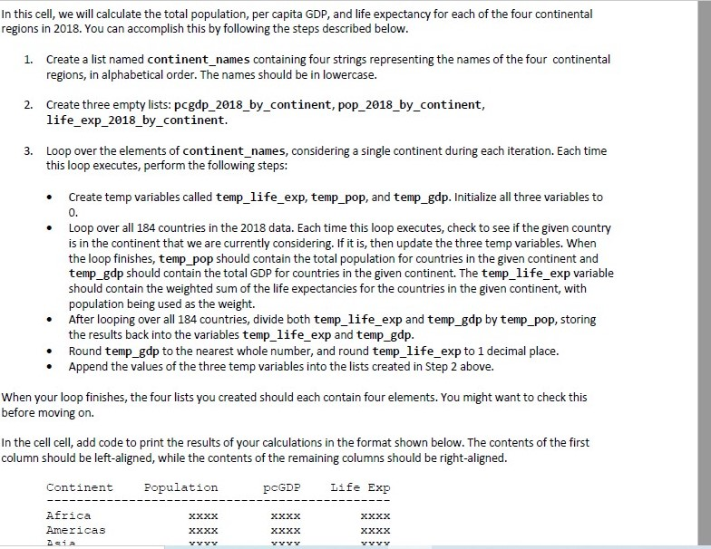 Solved In this cell, we will calculate the total population, | Chegg.com