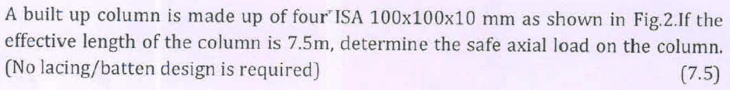 Solved A built up column is made up of four' ISA 100x100x10 | Chegg.com