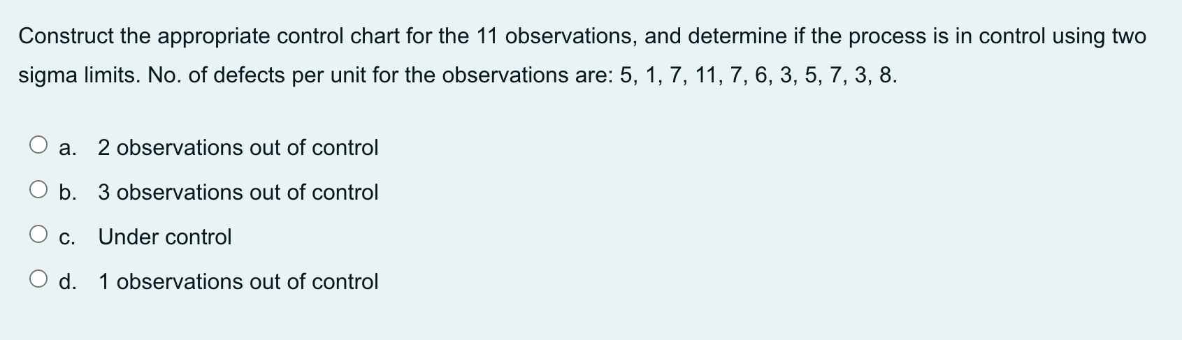 Solved Construct the appropriate control chart for the 11 | Chegg.com