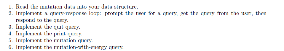 Solved 1. Read the mutation data into your data structure. | Chegg.com