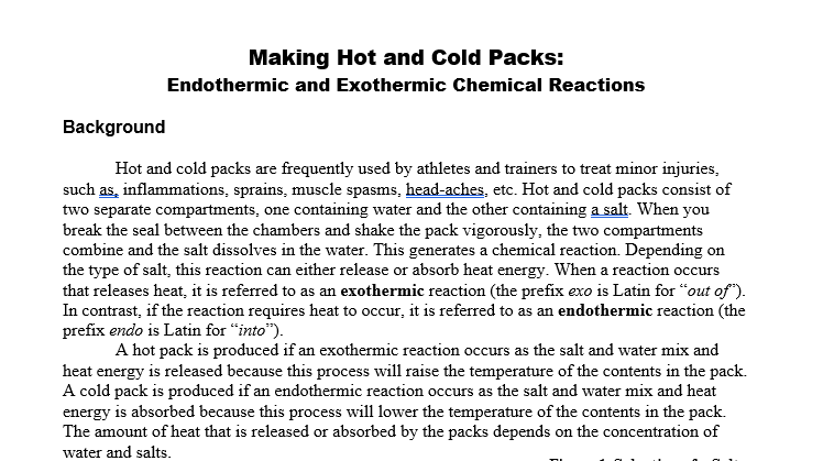 Solved Making Hot and Cold Packs: Endothermic and Exothermic | Chegg.com