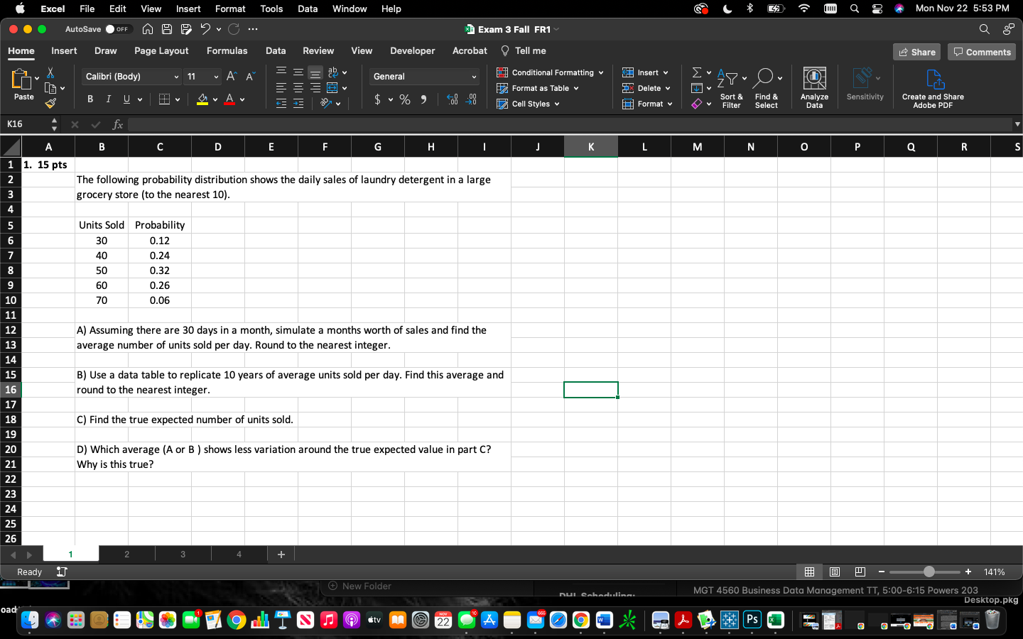 Solved Format Tools Data Window Help L2 1111 Mon Nov 22 5:53 | Chegg.com
