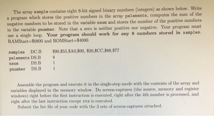 Solved The array sample contains eight 8-bit signed binary | Chegg.com