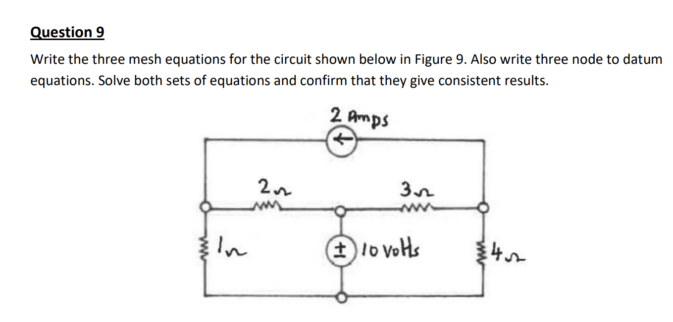 Solved Write the three mesh equations for the circuit shown | Chegg.com