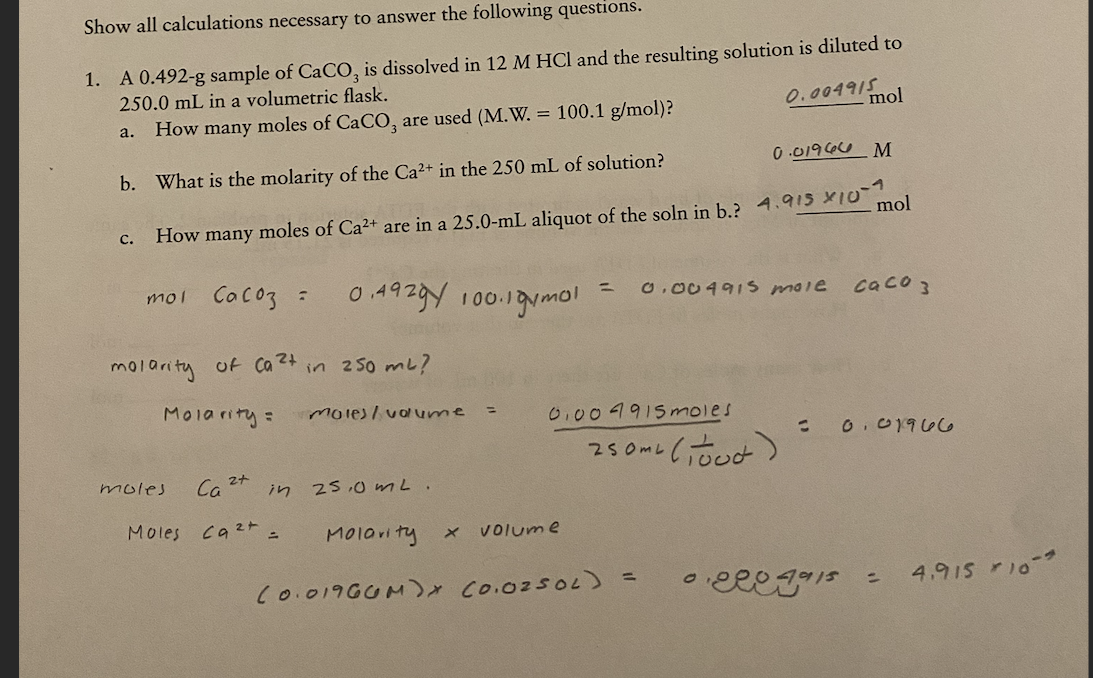 Solved Show all calculations necessary to answer the | Chegg.com