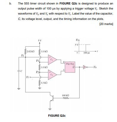 Solved The 555 timer circuit shown in FIGURE Q2c is designed | Chegg.com