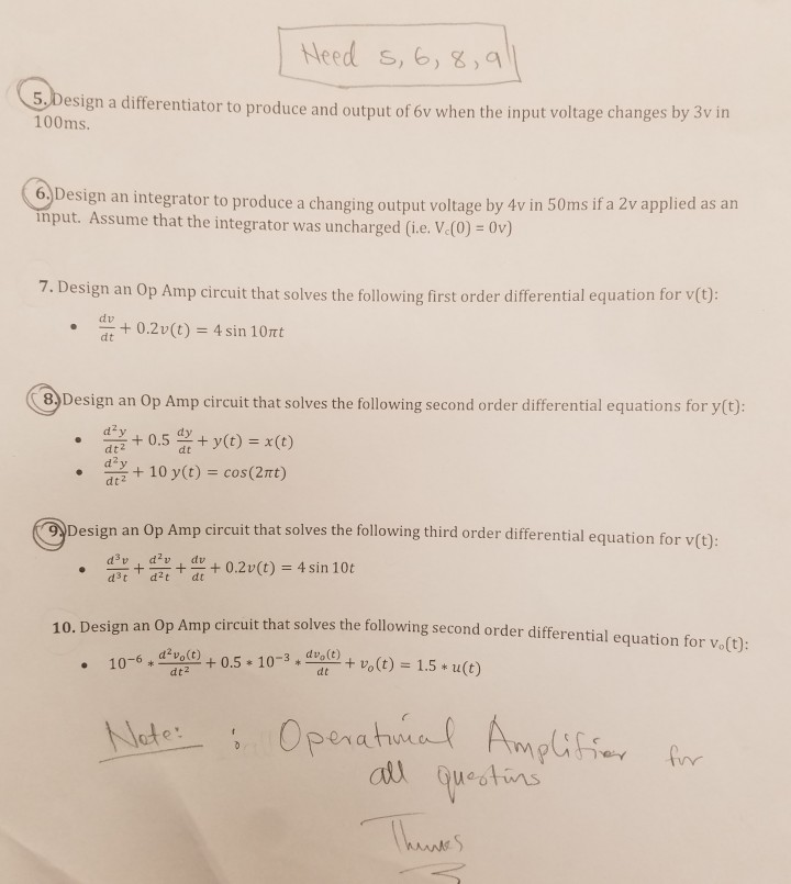 Solved Need s, 6,g, sign a differentiator to produce and | Chegg.com