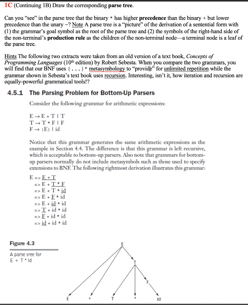 1A. Write BNF to define the syntax for the language | Chegg.com