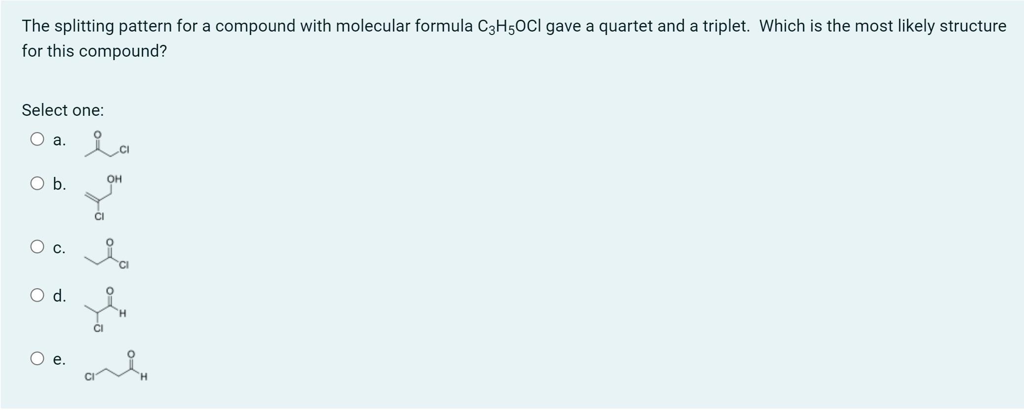 Solved The splitting pattern for a compound with molecular | Chegg.com