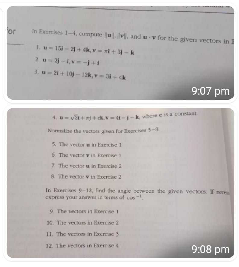 Solved In Exercises 1-4, ﻿compute ||u||,||v||, ﻿and u*v ﻿for | Chegg.com