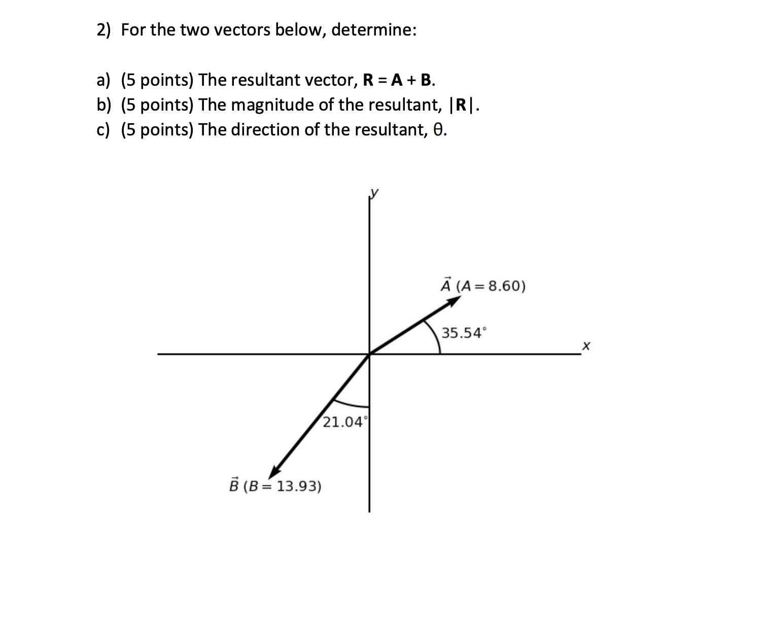 Solved 2) For the two vectors below, determine: a) (5 | Chegg.com
