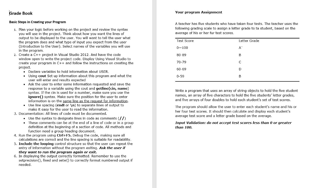 Solved rade Book Your program Assignment Basic Steps in | Chegg.com