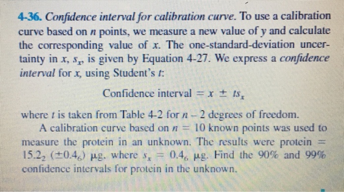 Solved Confidence interval for calibration curve. To use a | Chegg.com Solved Confidence interval for calibration curve. To use a | Chegg.com