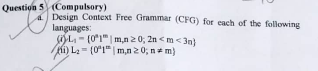 Solved (Compulsory) Design Context Free Grammar (CFG) for | Chegg.com